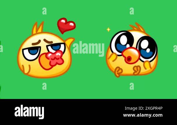 2 5D virtual space character emoticon and the reaction of a cute yellow ...