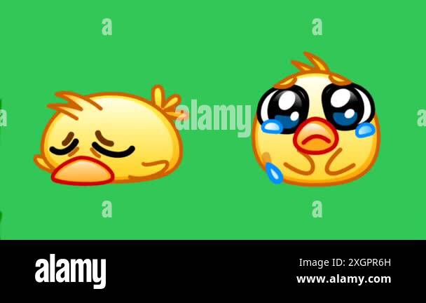 2 5D virtual space character emoticon and the reaction of a cute yellow ...