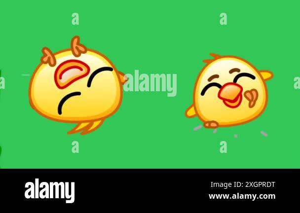 2 5D virtual space character emoticon and the reaction of a cute yellow ...