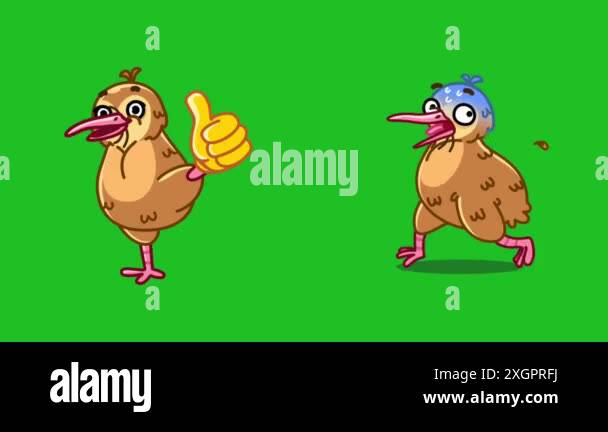 Sticker of two brown chickens showing like with their hands and walking ...