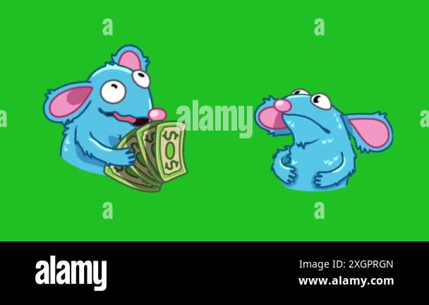The blue mouse counting money sticker and the blue mouse shouting ...