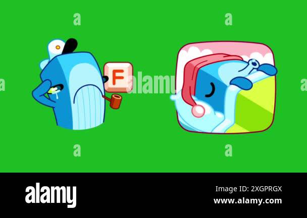 Sad blue whale showing military respect smoking pipe and sleeping blue ...