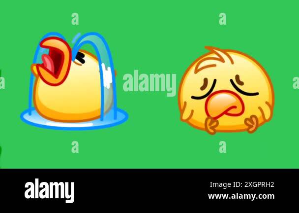 2 5D virtual space character emoticon and the reaction of a cute yellow ...