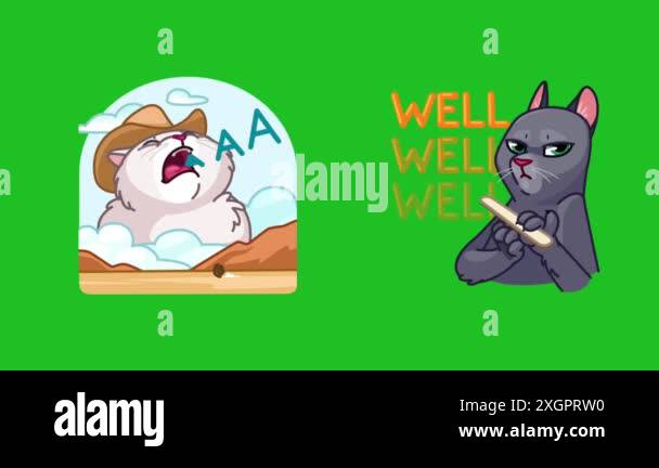 Stickers of funny cartoon characters of the first two cats shouting in ...