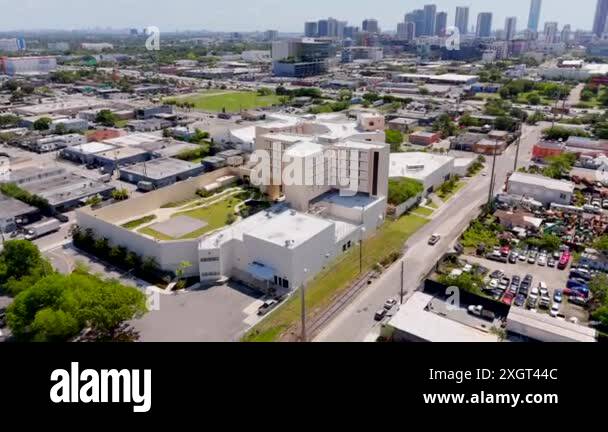 Miami, FL, USA - June 20 2024: Aerial video Miami Center for Mental Health and Recovery building ...