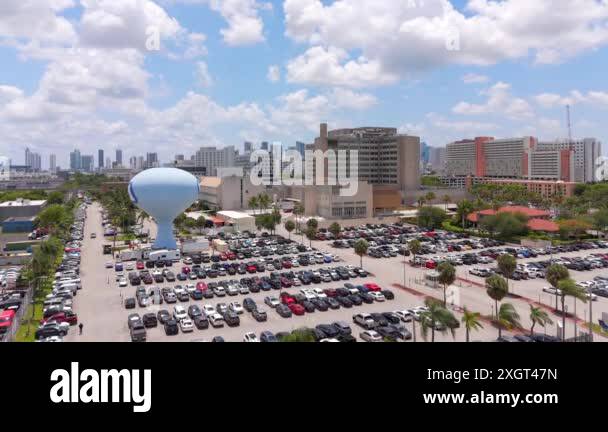 Miami, FL, USA - June 20 2024: Miami VA Medical Center. Aerial 4k drone ...