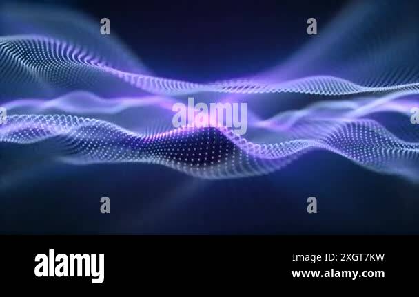 Looped abstract particle flow background with elegant waves, bright ...