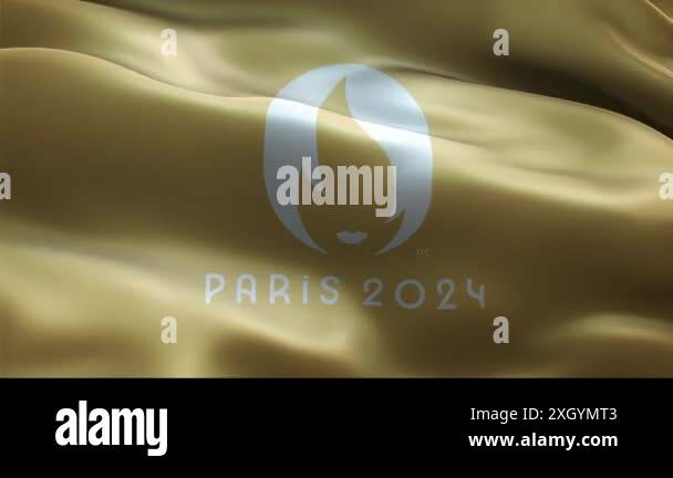 Gold Paris Olympics 2024 flag seamless animation 4k loop Stock Video Footage - Alamy