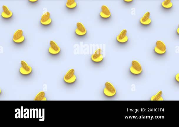 Futuristic 3d animation of grid of coins shapes with bitcoin symbol in ...