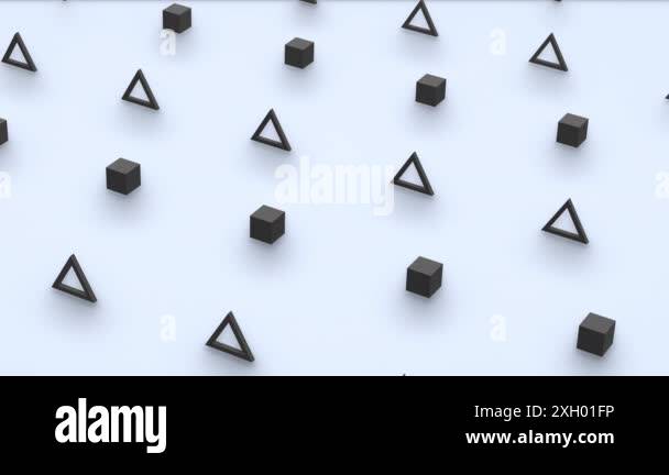 Futuristic 3d render of triangle and cube shapes seamless moving in ...
