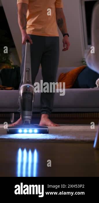 Using his muscular thighs and strong waist, the man effortlessly glides ...