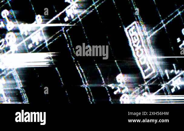 Analog Static Noise texture overlay. Horizontal stripes offset . No signal white noise artifacts ...