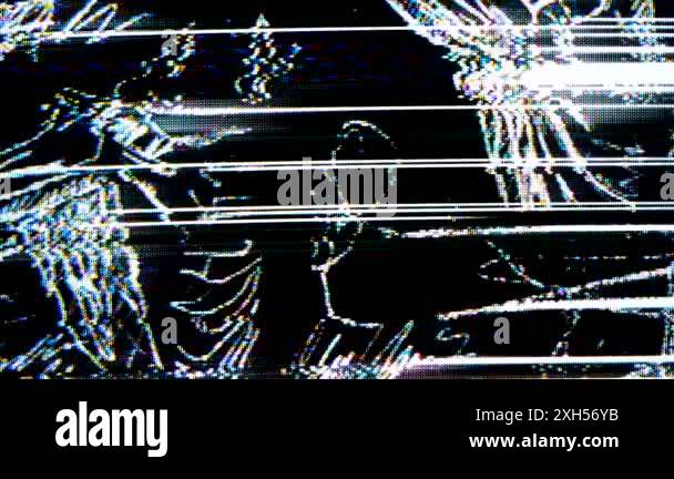 Analog Static Noise texture overlay. Horizontal stripes offset . No signal white noise artifacts ...