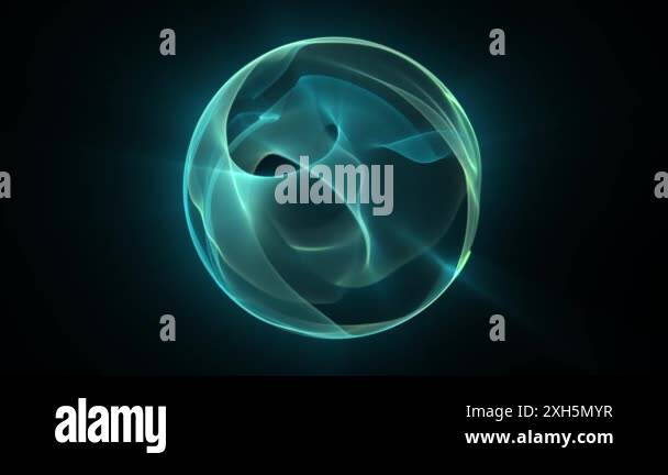 Liquid energy sphere with smooth waves slowly floating inside and soft ...