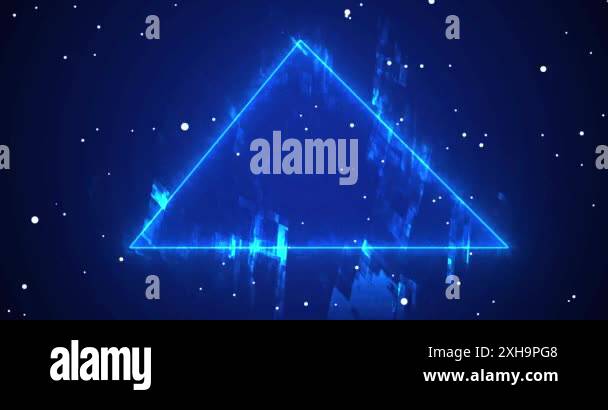 Triangular cyber security big-data connectivity fractal particle loop 4K. Dynamic dot grid ...