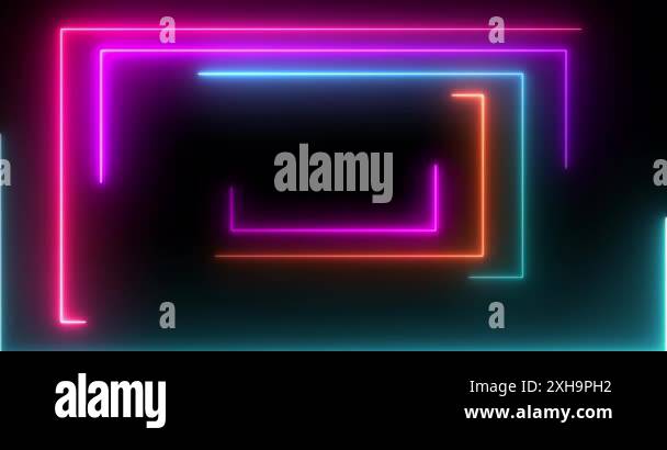 Neon rectangles geometric loop stream starting animation 4K. Dynamic event project and meeting ...