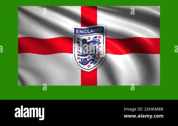 A waving flag England football soccer teams green screen background ...