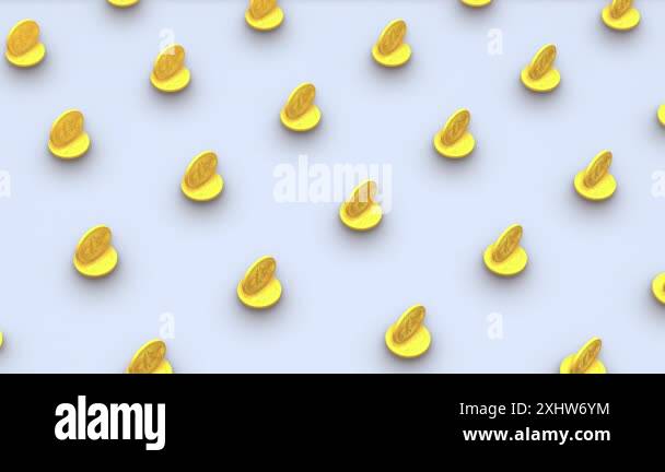 Futuristic 3d animation of grid of coins shapes with bitcoin symbol in ...
