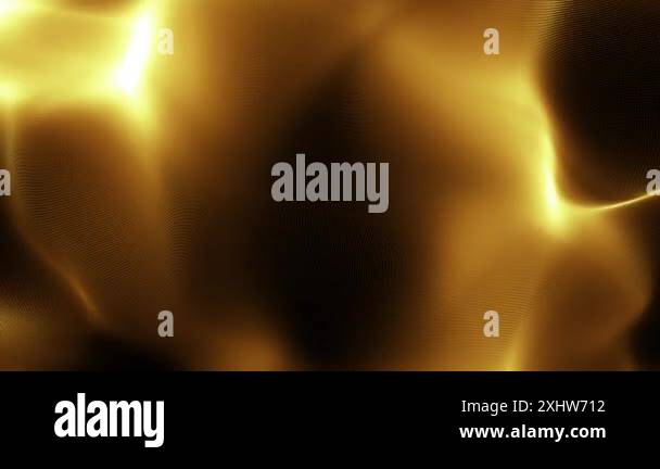 slow motion abstract live animation of 3D displaced surface in golden ...