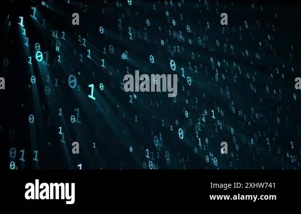 Cloud technology conception, chaotically slow moving zero and one real ...