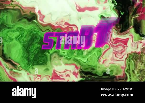 Animation of start text on colourful liquid background. Communication ...