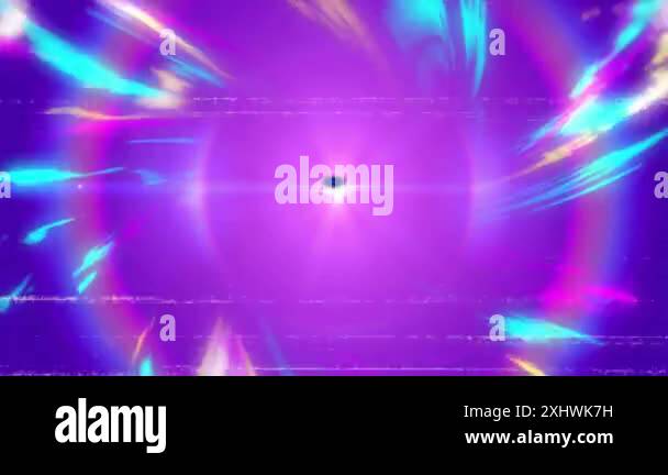 Animation of fight text over colourful light trails on purple ...