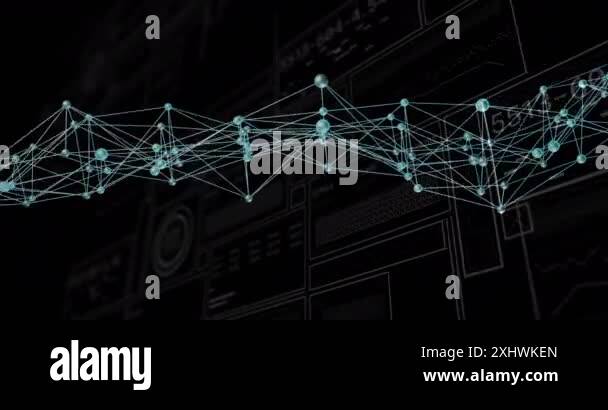 Animation of statistics and digital data processing over dna strand on ...