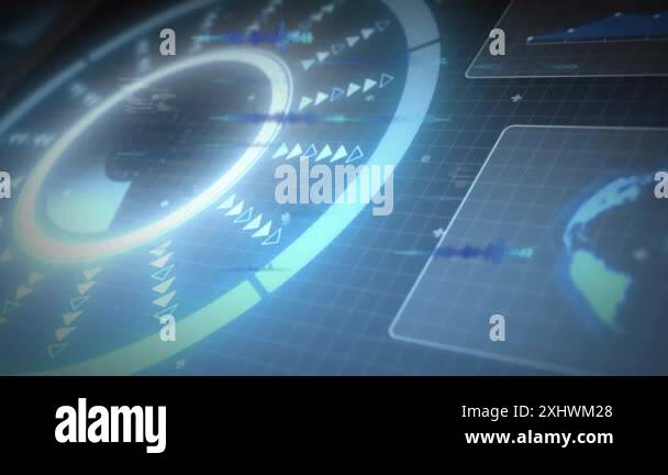 Analyzing data with futuristic visualization, using digital interface. Technology, innovation ...