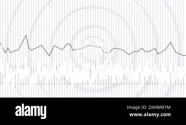 Sound wave and frequency lines animation over concentric circles ...