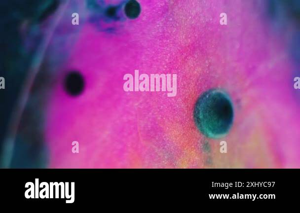 Glitter sphere. Oil blob. Defocused neon green blue yellow black color ...