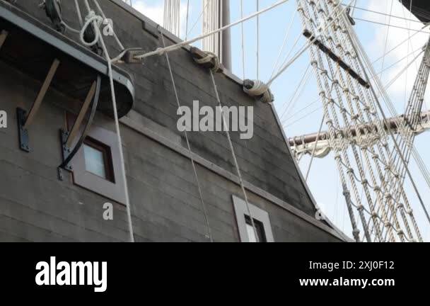 Cagliari, Sardinia, Italy: Jun 20 2024: panoramic mainmast with rope ...