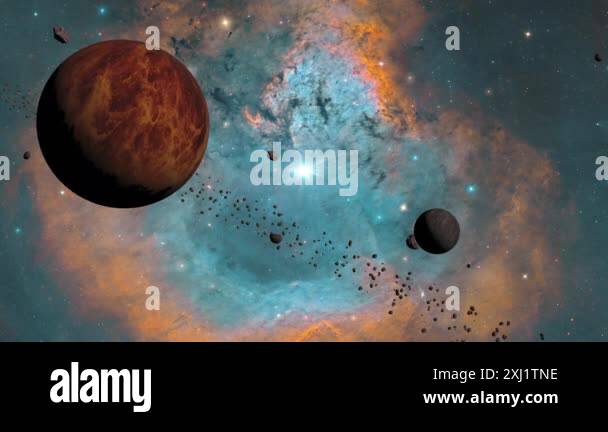 Galaxy Space flight exploration travel through outer space at NGC 7822 ...