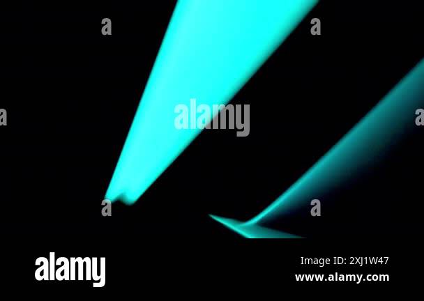 Cyan light beams streaking through profound darkness, creating a ...