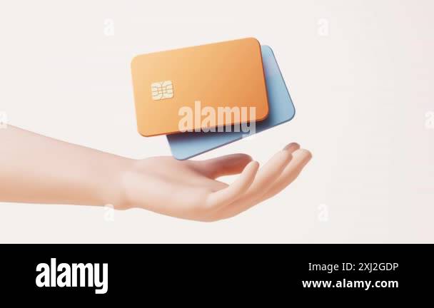 Loop animation of cartoon bank card in a hand, 3d rendering Stock Video ...