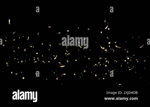 Loop Animation flying Golden Confetti on Black Background with Matte ...