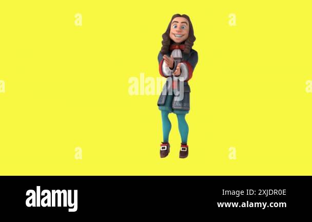 Fun 3D animation of cartoon character in historical costume clapping ...