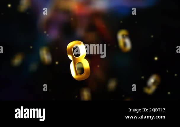 4K 3D high-tech futuristic colorful animation of digital countdown ten ...