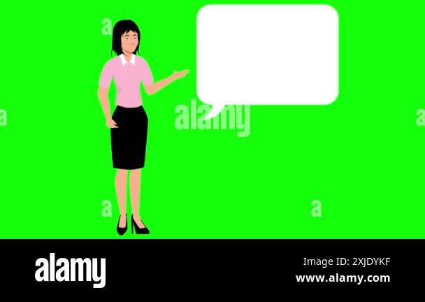 female character speaking animation lips expressions green screen Stock ...