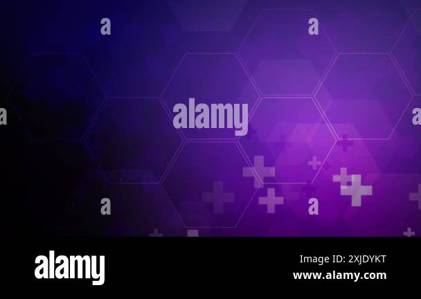 Animation of a medical background with hexagons and crosses. Concepts ...