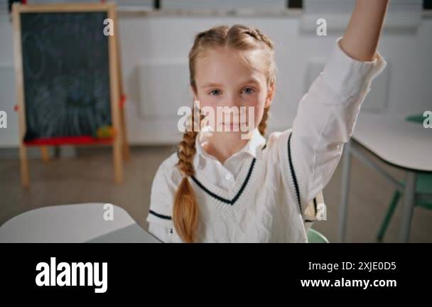 School girl child raising hand smiling Stock Videos & Footage - HD and ...