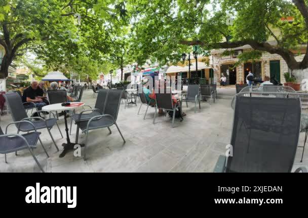 Karya village, Lefkada, Greece-07.02.2024. A time lapse of the main ...