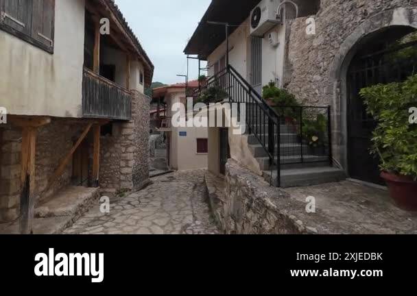 Karya village, Lefkada, Greece-07.02.2024. A walk along some to the ...