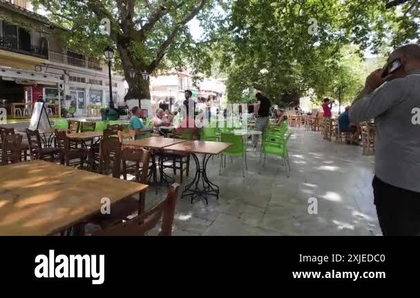 Karya village, Lefkada, Greece-07.02.2024. The village main square ...