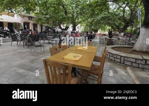 Karya village, Lefkada, Greece-07.02.2024. The village main square ...