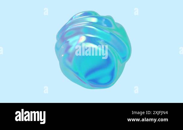 3D animation - Abstract futuristic sphere with iridescent metallic ...