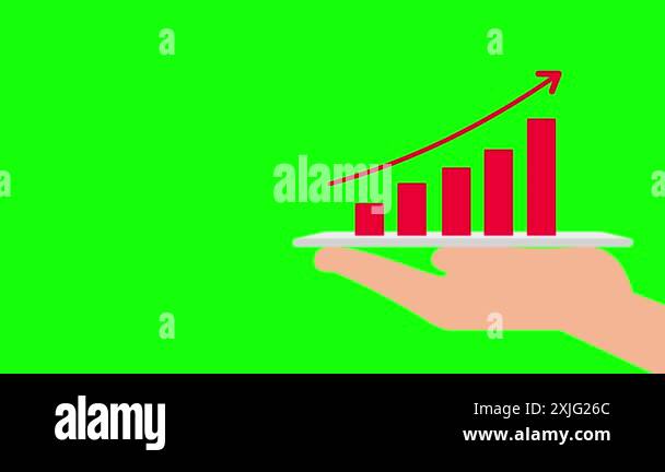 Business graph chart with red arrow 4k green screen animation Stock ...
