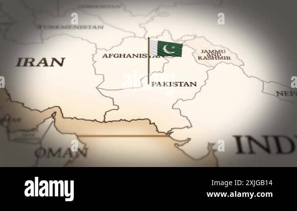 Pakistan flag showing on world map with 3D animation Stock Video ...