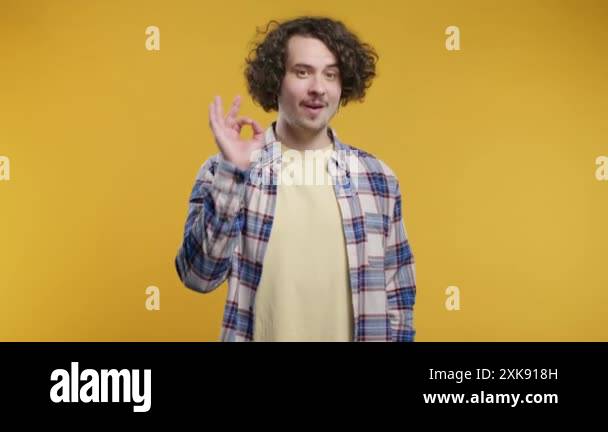 Man makes hand sign okay, ok gesture. Happy guy, correct perfect choice ...