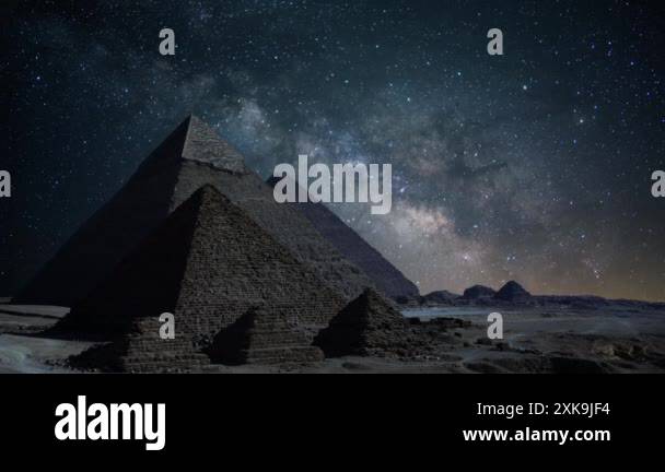 Egypt Great Pyramid of Giza and Milky Way Galaxy in the Night Sky Stock ...