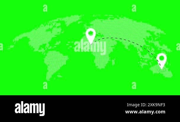 Abstract world map animation with pointers. Pins on world map ...
